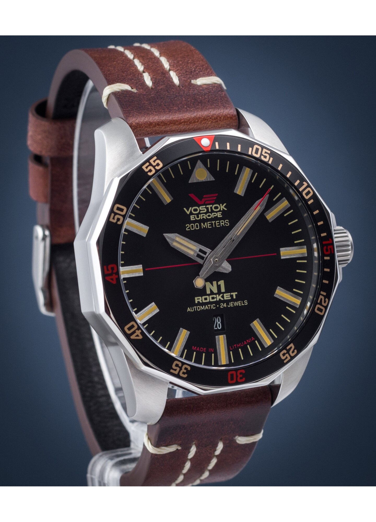 Ceas barbatesc, Vostok Europe, Inox/Piele naturala, Negru/Maro - eMAG.ro