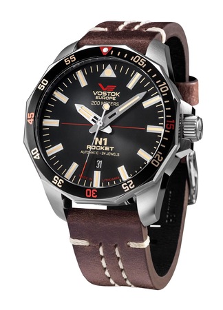 Ceas barbatesc, Vostok Europe, Inox/Piele naturala, Negru/Maro - eMAG.ro