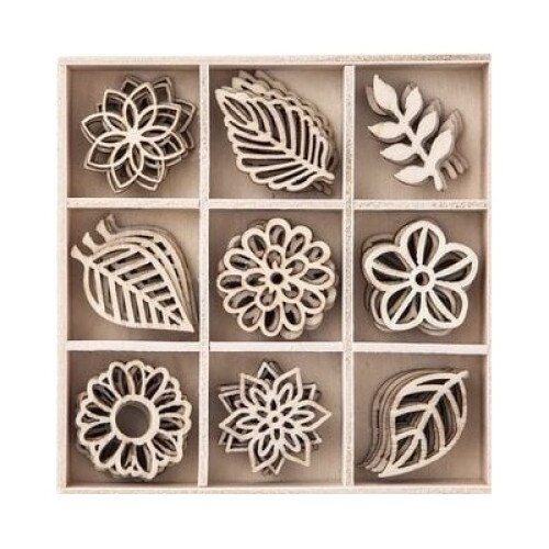 Set 45 buc forme frunze, lemn Dalprint DP Craft - eMAG.ro