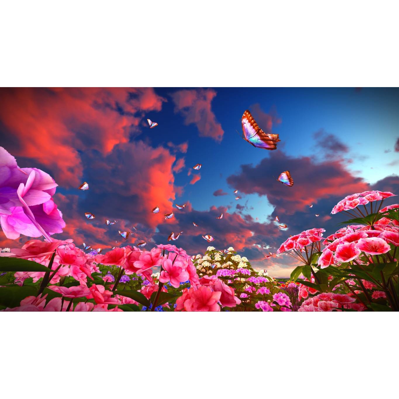 Sticker - Flori Roz Si Fluturasi, 130x80 cm - eMAG.ro