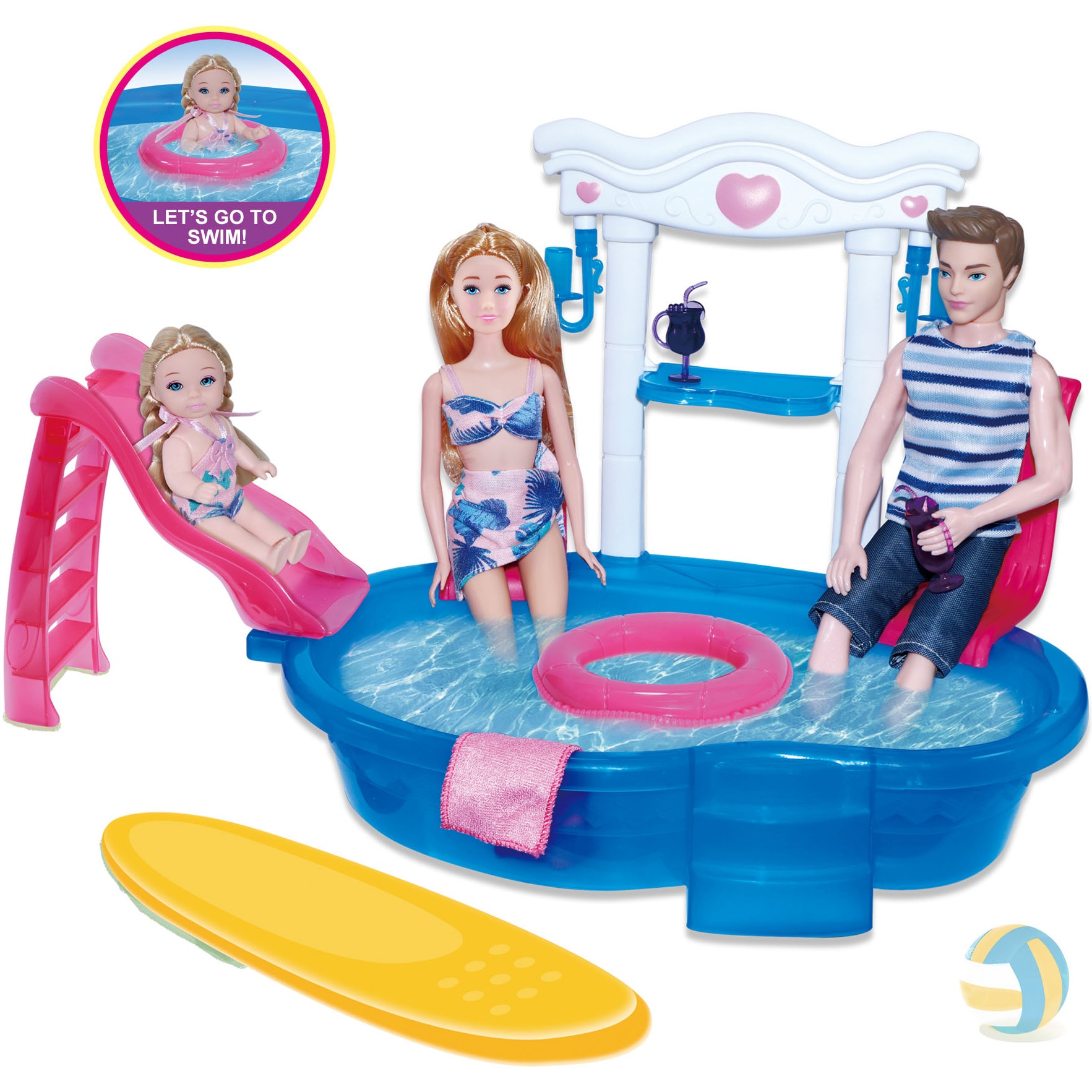 Set papusi Mappy 29 cm, Family la piscina - eMAG.ro