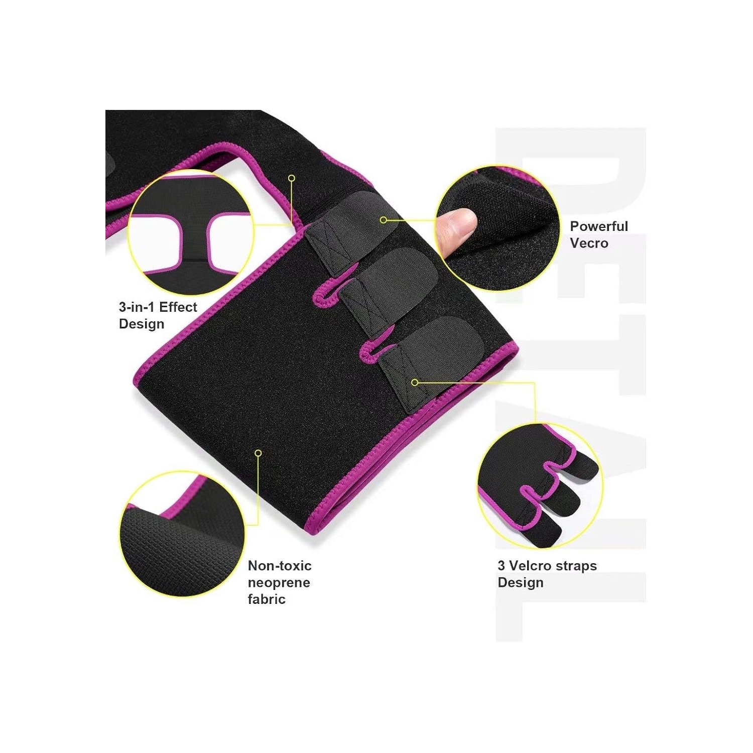 Antrenor pentru talie si coapsa, Jeiibrzui, Neopren, Negru/Roz, XL ...