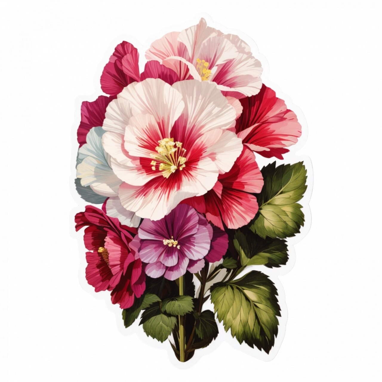 Set 12 bucati, Sticker decorativ, Flori de nalba de gradina, Rezistent ...