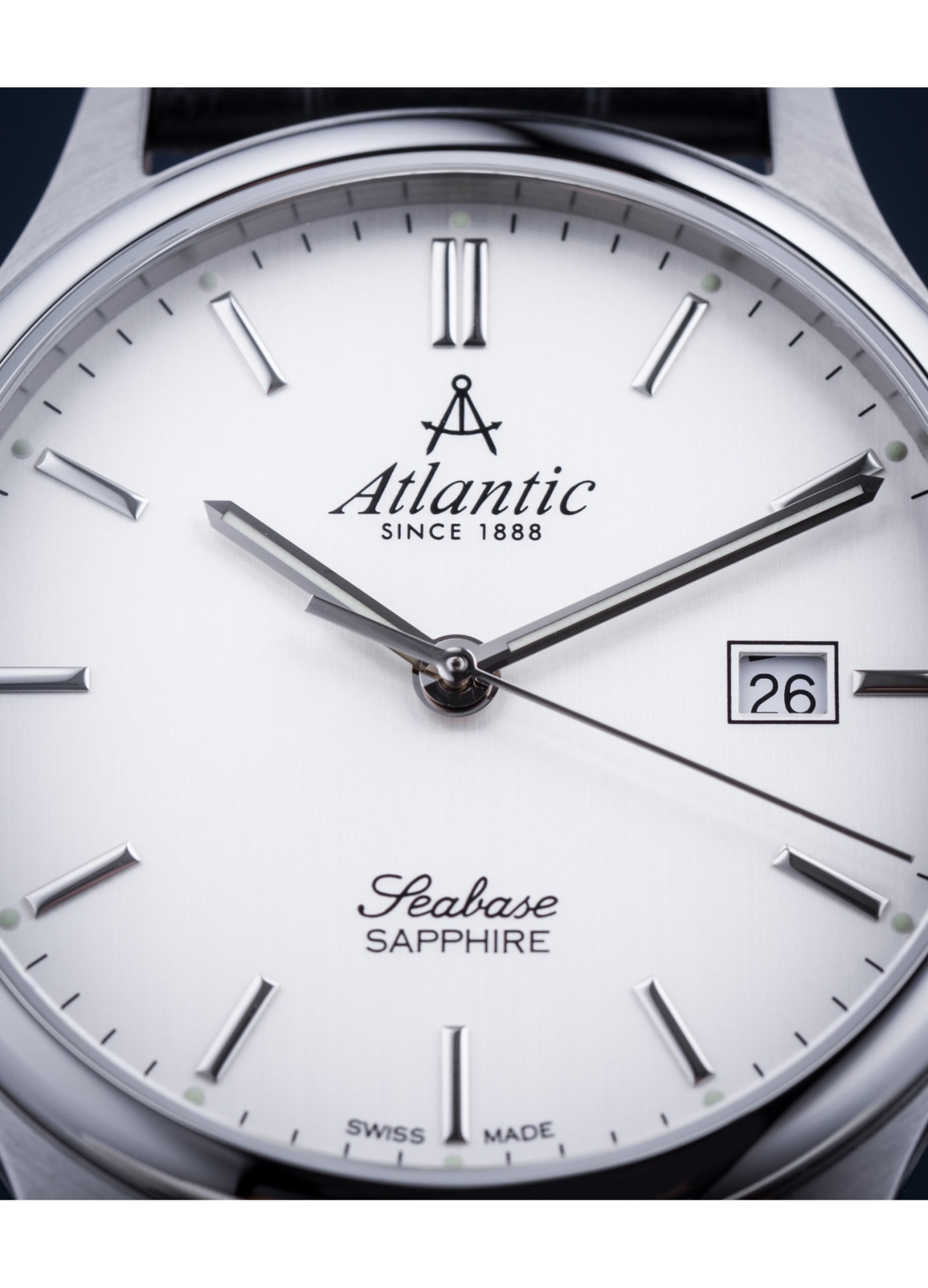 Ceas barbatesc, Atlantic, Inox/Piele naturala, Negru/Alb - eMAG.ro