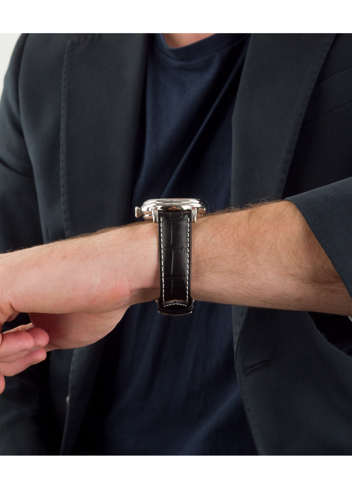 Ceas barbatesc, Aviator, Inox/Piele naturala, Negru - eMAG.ro