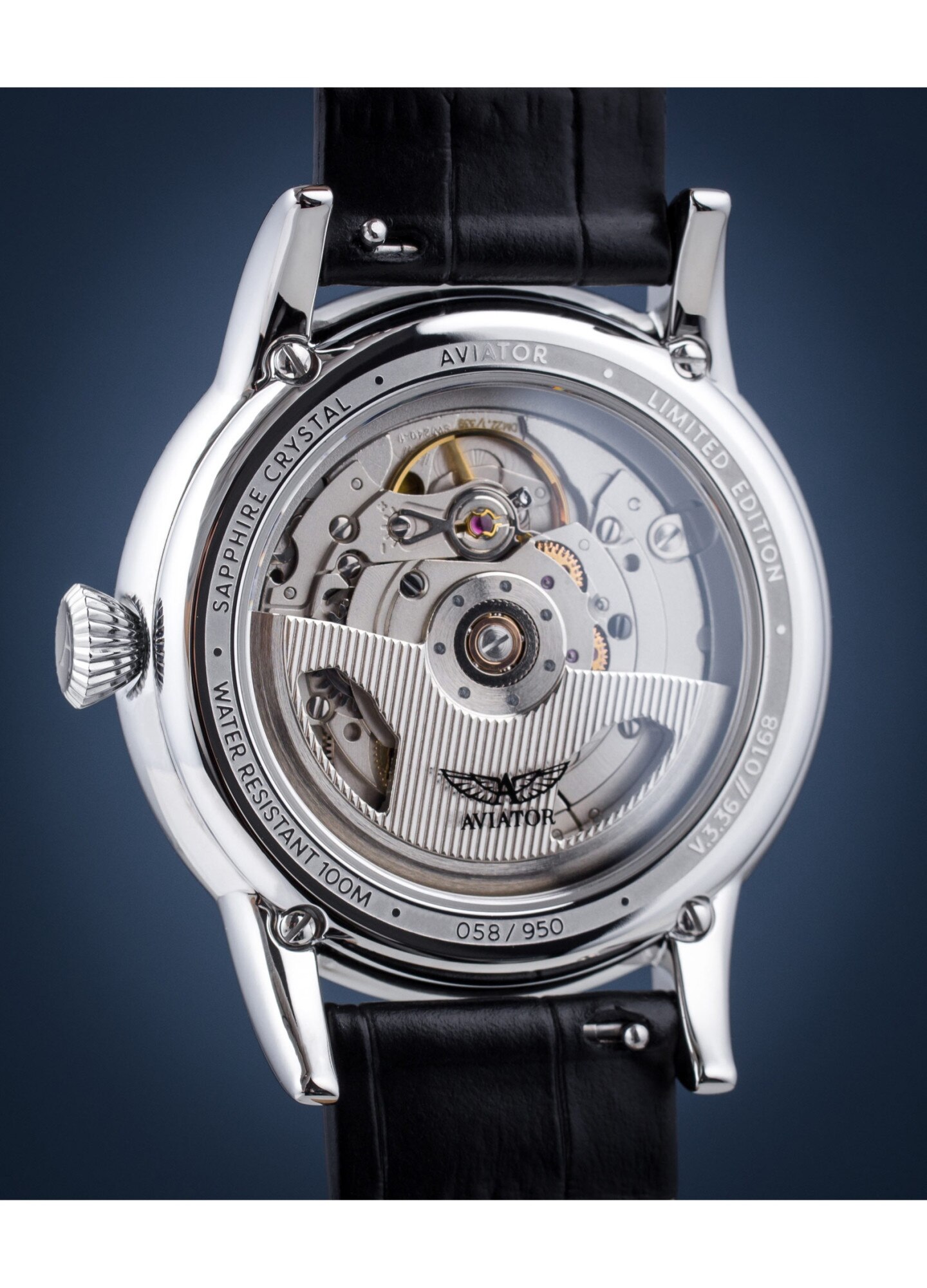 Ceas barbatesc, Aviator, Inox/Piele naturala, Negru - eMAG.ro