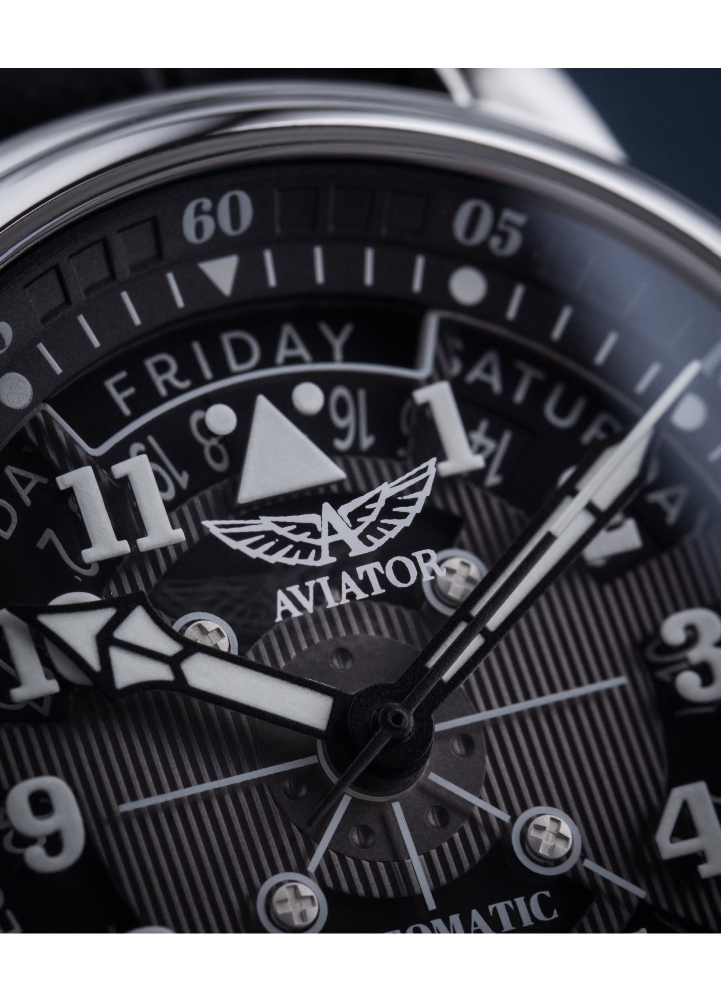 Ceas barbatesc, Aviator, Inox/Piele naturala, Negru - eMAG.ro