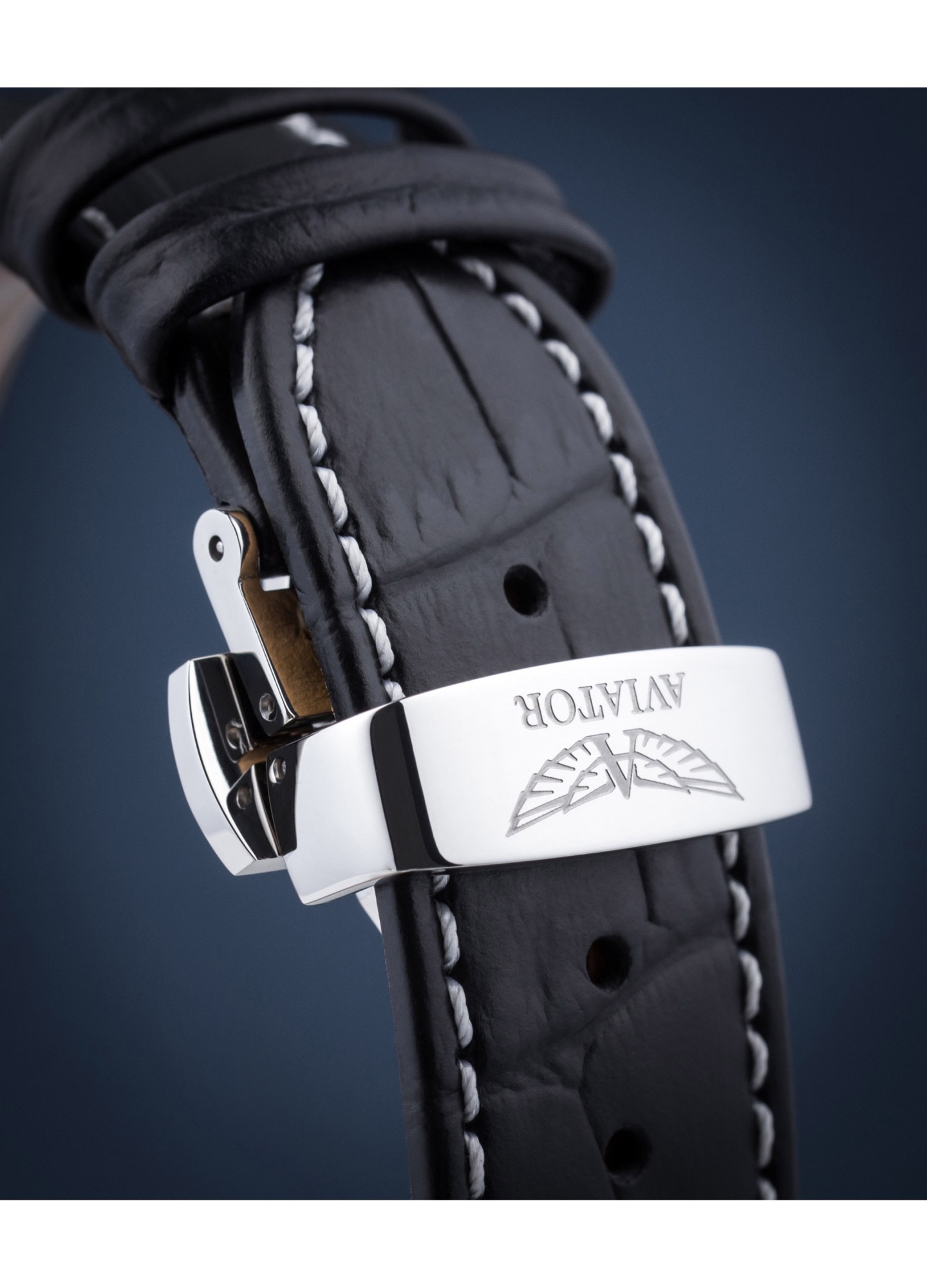 Ceas barbatesc, Aviator, Inox/Piele naturala, Negru - eMAG.ro