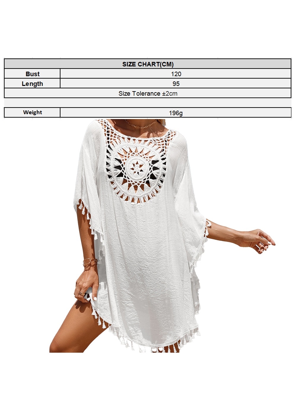 Rochie de plaja, JeiibrZui, Poliester, Alb, One size - eMAG.ro