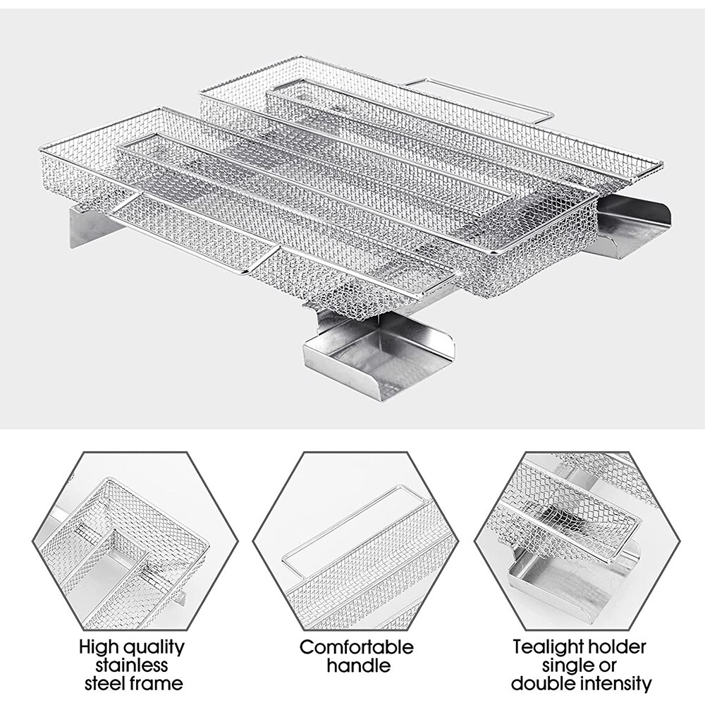 Generator de fum pentru gratar, Inox, 22.5 x 22.5 x 4.5 cm, Argintiu ...