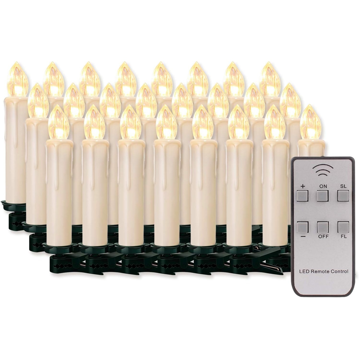 Set 20 lumanari LED cu telecomanda, Plastic, Baterii AAA, 15 x 88 mm ...
