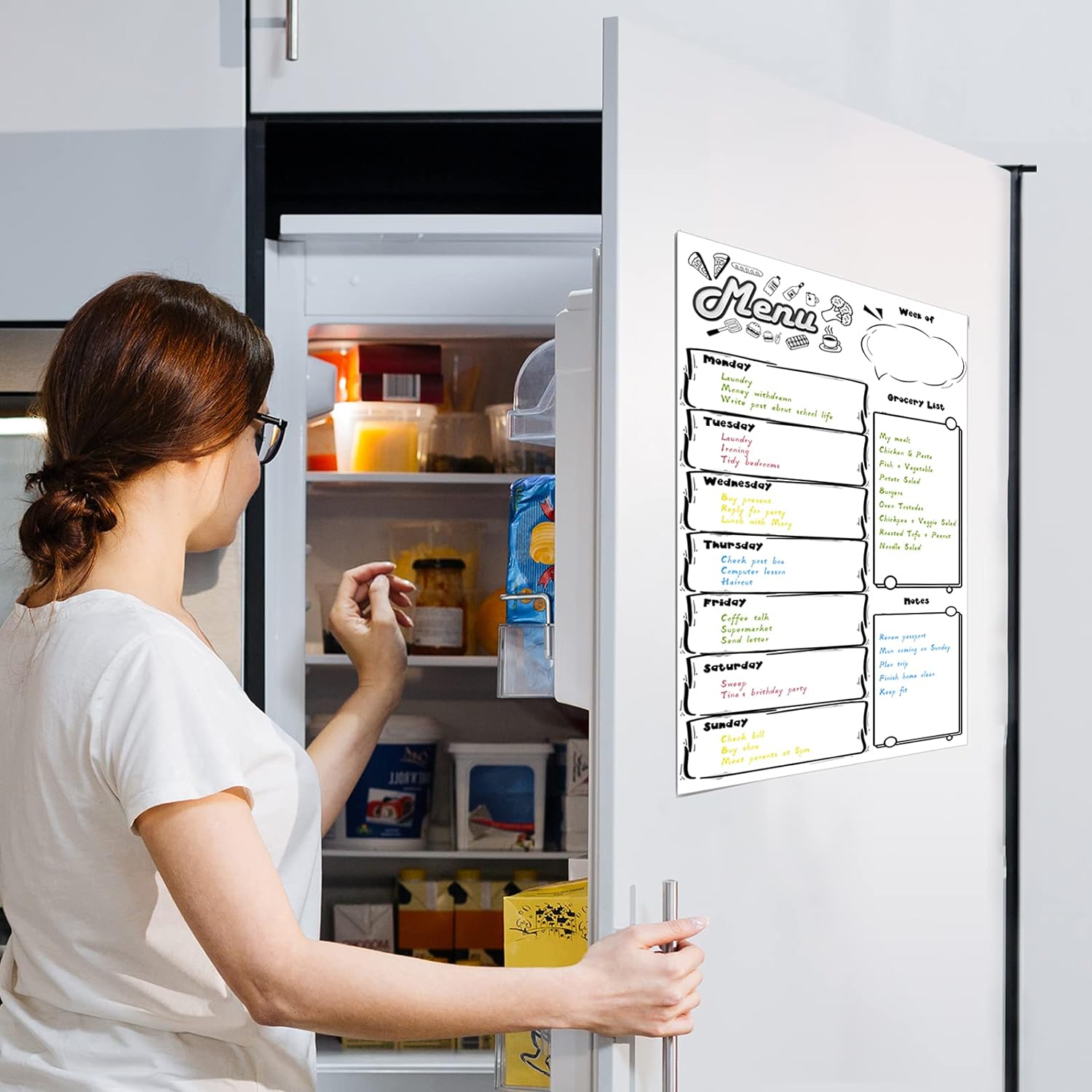 Tabla afisare meniu, Cu 4 markere, Alb/Negru - eMAG.ro