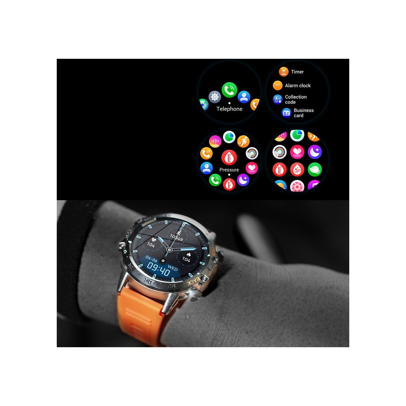 Smartwatch dama, Gravity, Bluetooth, 48x12x22x200mm, Negru - eMAG.ro