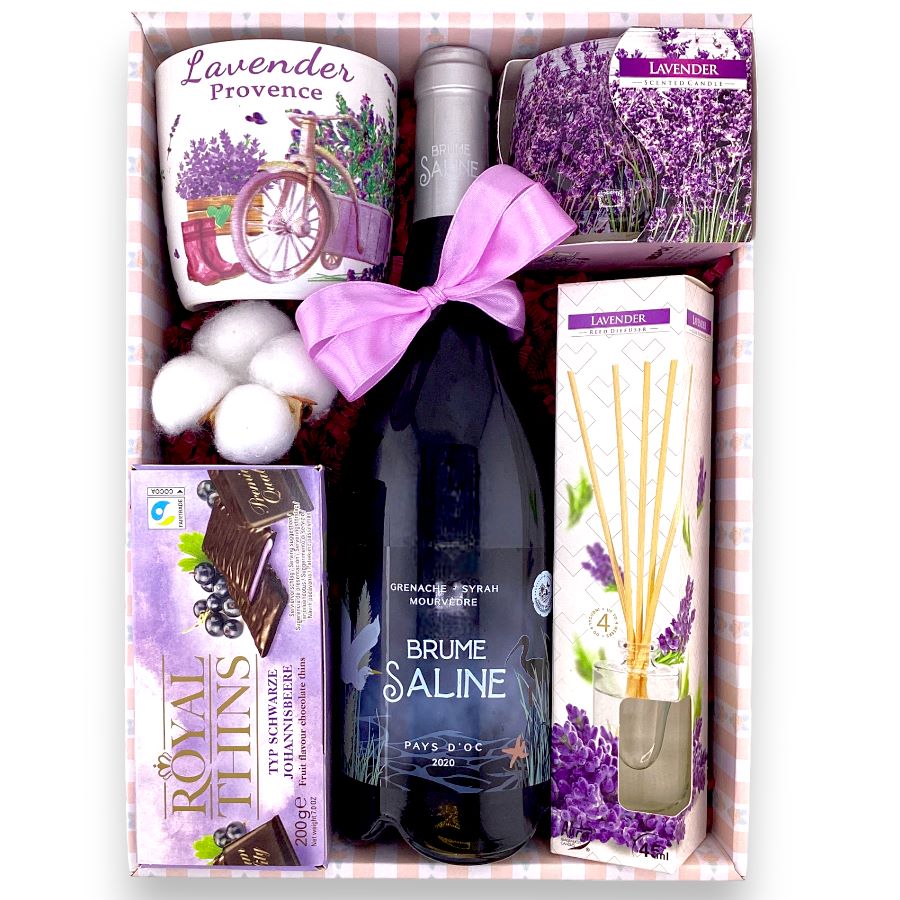 Cutie Cadou Lavender Harmony, cu vin frantuzesc, difuzor de parfum de ...