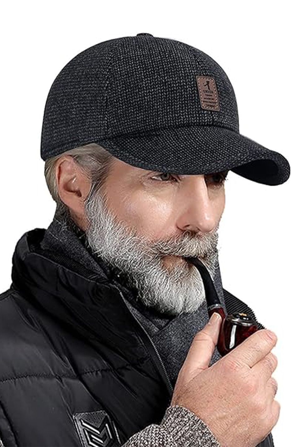 Sapca de barbati, cozoroc curbat, protectie pentru urechi, reglabila ...
