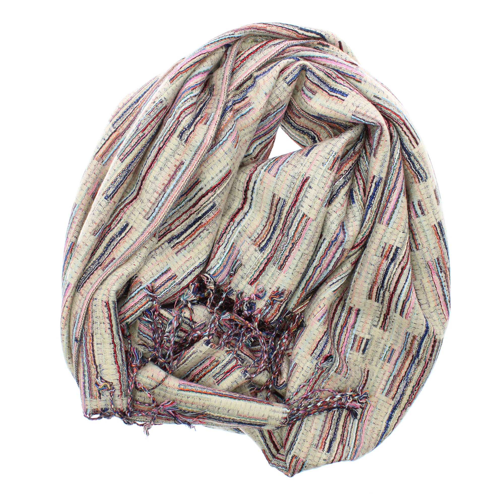 Esarfa, de dama, Buticcochet, lana, cu franjuri, model stilizat, 70x180 ...