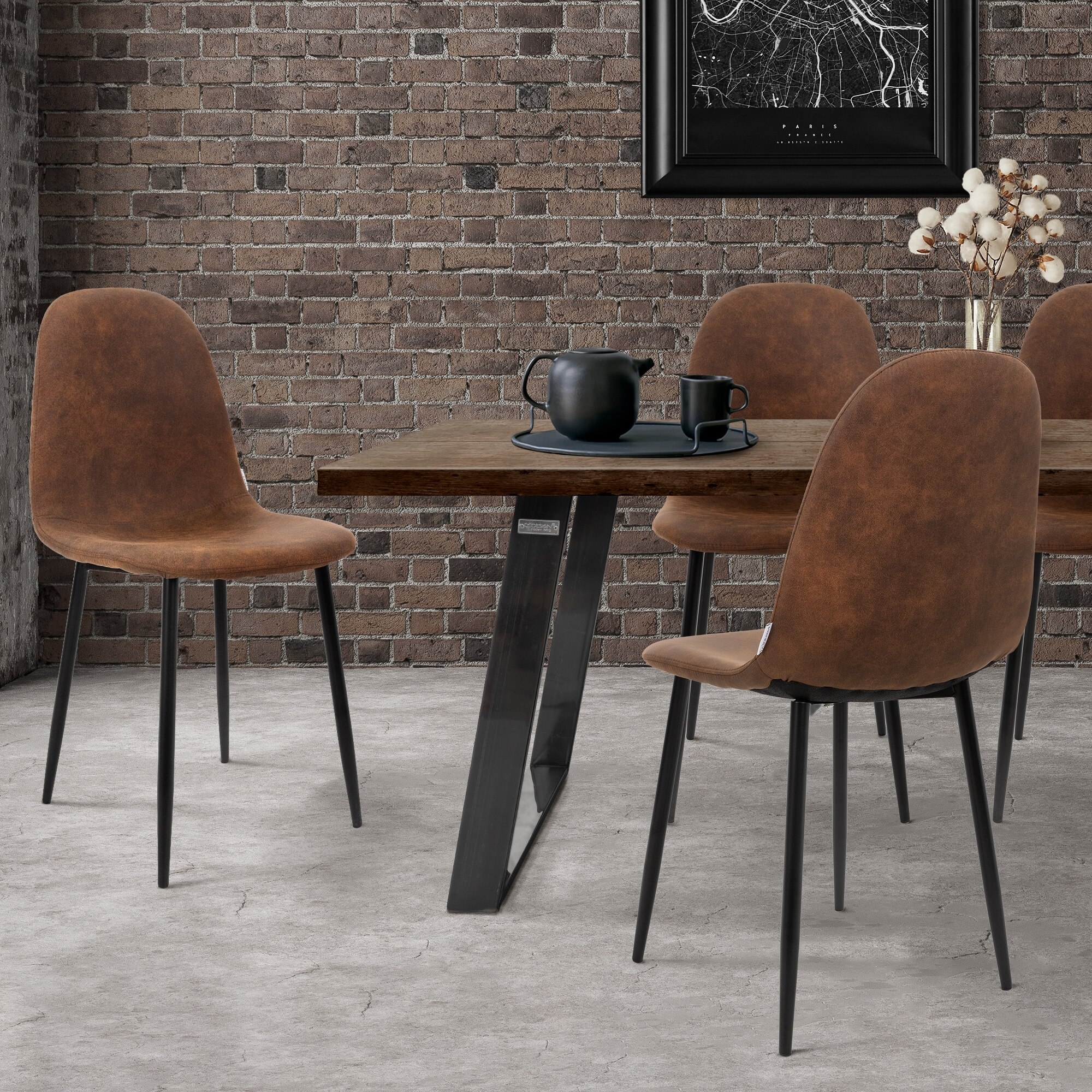 Set de 8 scaune de sufragerie, ML-Design, maro, piele sintetica, 44 x ...