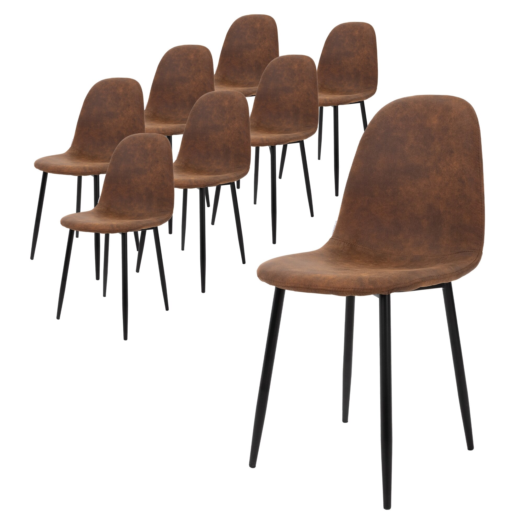 Set de 8 scaune de sufragerie, ML-Design, maro, piele sintetica, 44 x ...