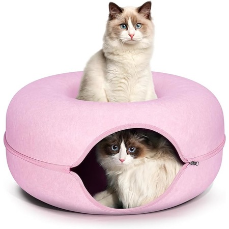 Pat mare pentru pisici si animale mici, fereastra ventilata, tunel de ...