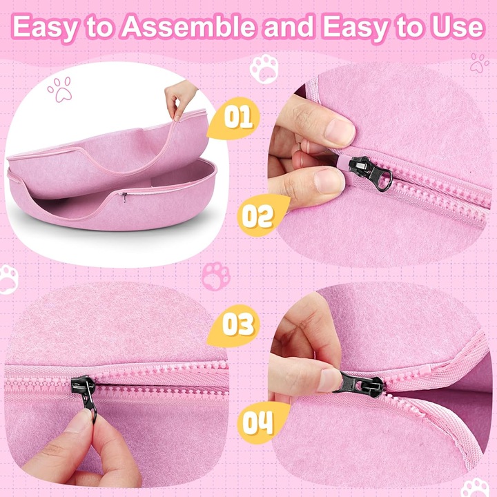 Pat mare pentru pisici si animale mici, fereastra ventilata, tunel de ...