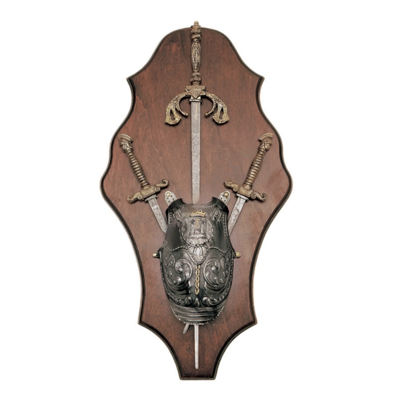 Panoplie cu Pieptar si Pumnale, Decorativa, Lemn/Aliaj de Zinc si ...