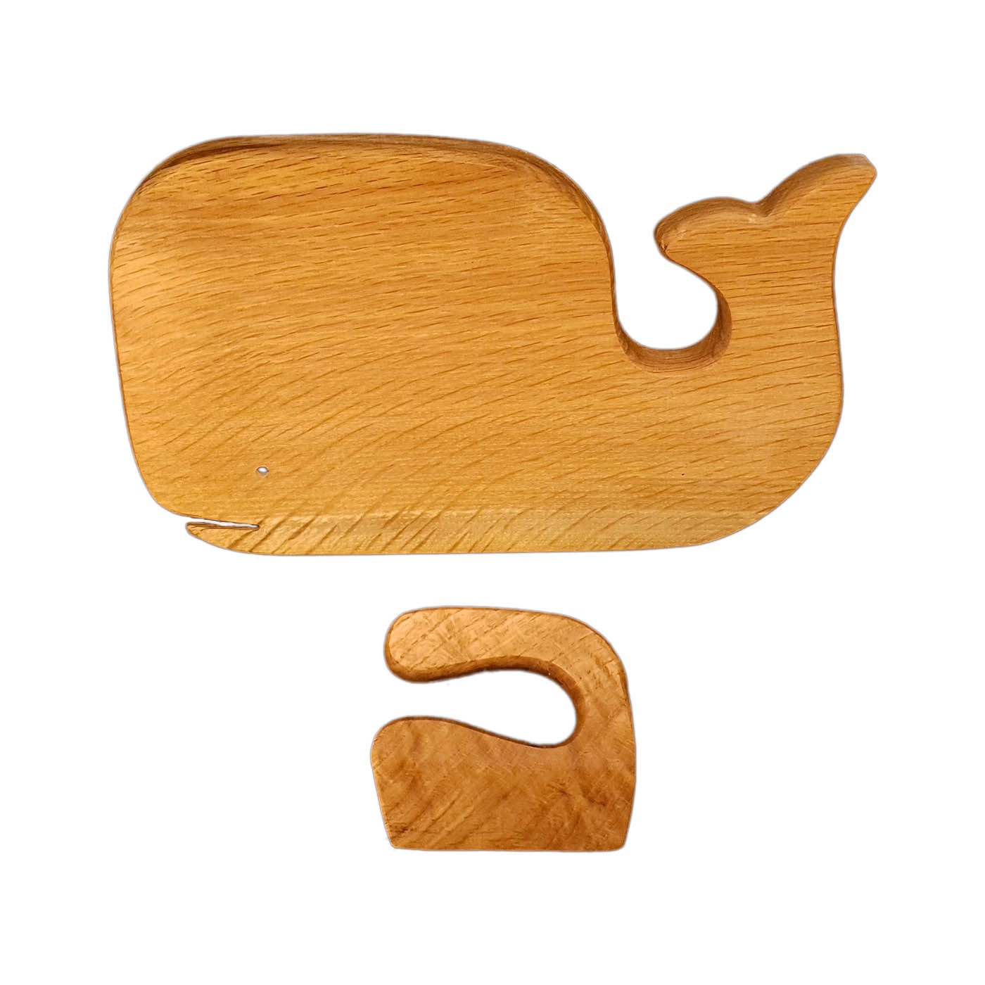 Set tocator si cutit pentru copii in forma de balena din lemn masiv de ...