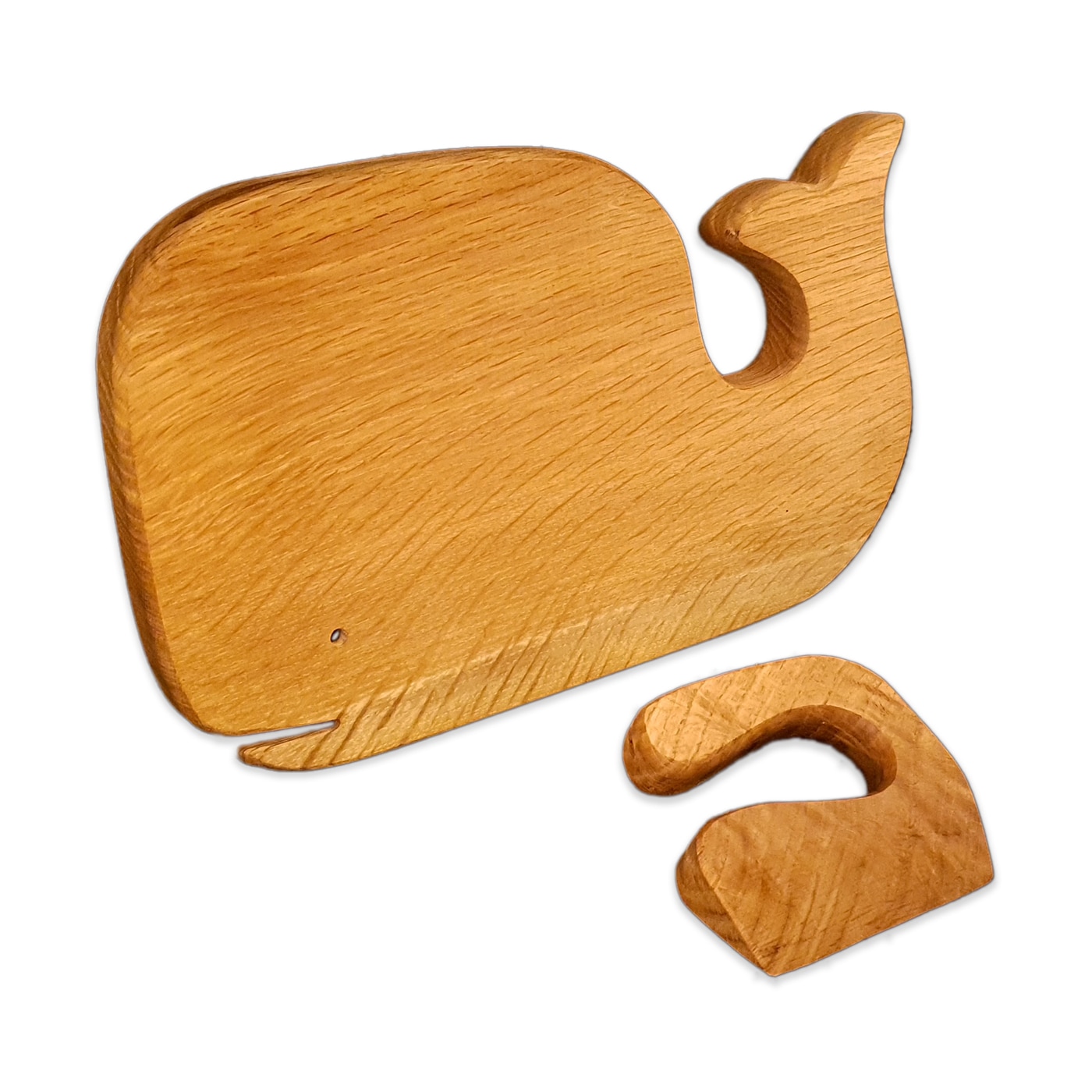 Set tocator si cutit pentru copii in forma de balena din lemn masiv de ...