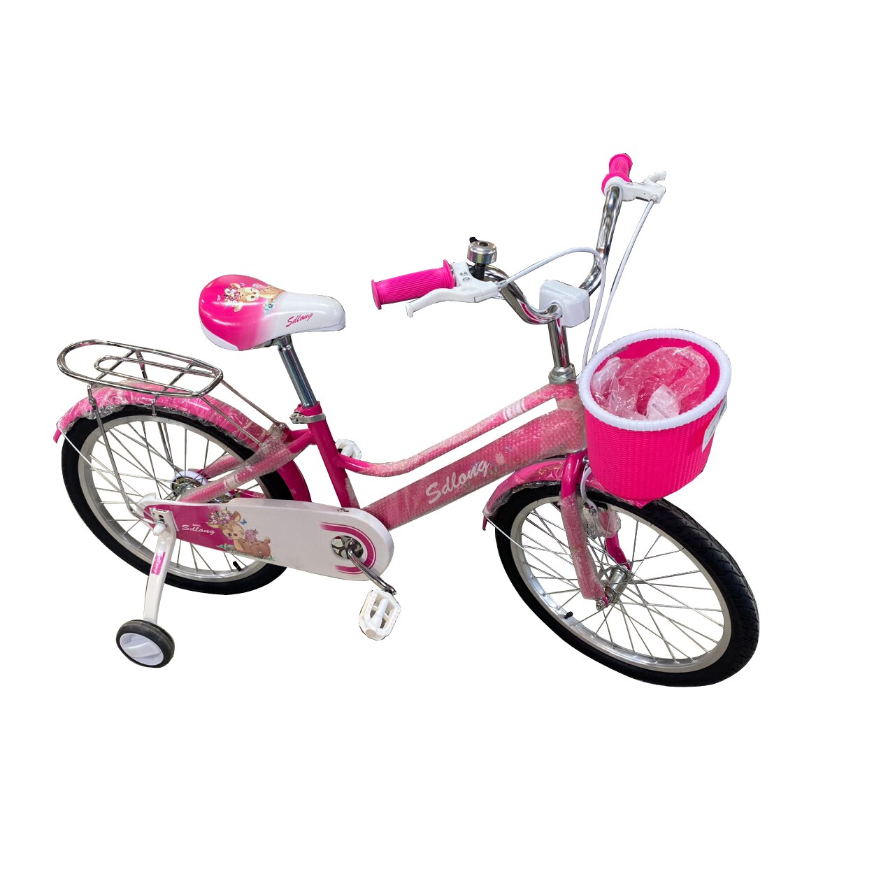 Bicicleta RDB 16 inch cu roti ajutatoare, frane, cosulet, Roz - eMAG.ro