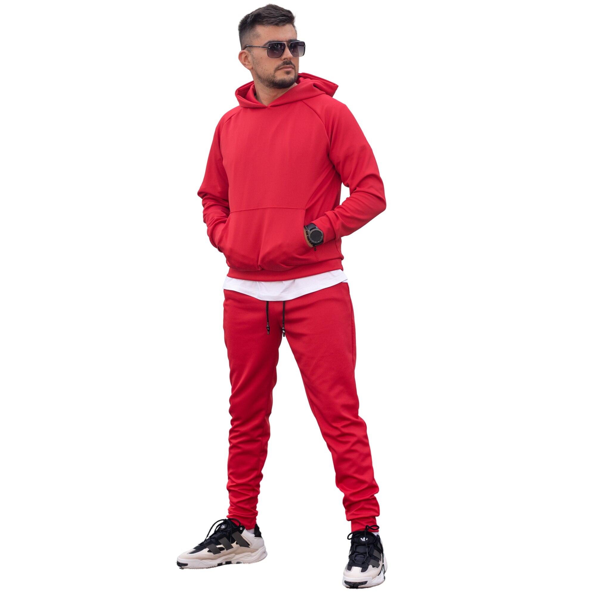 Trening barbatesc cu marsupiu Exclusive Brooklin, Silon, XL, Rosu - eMAG.ro