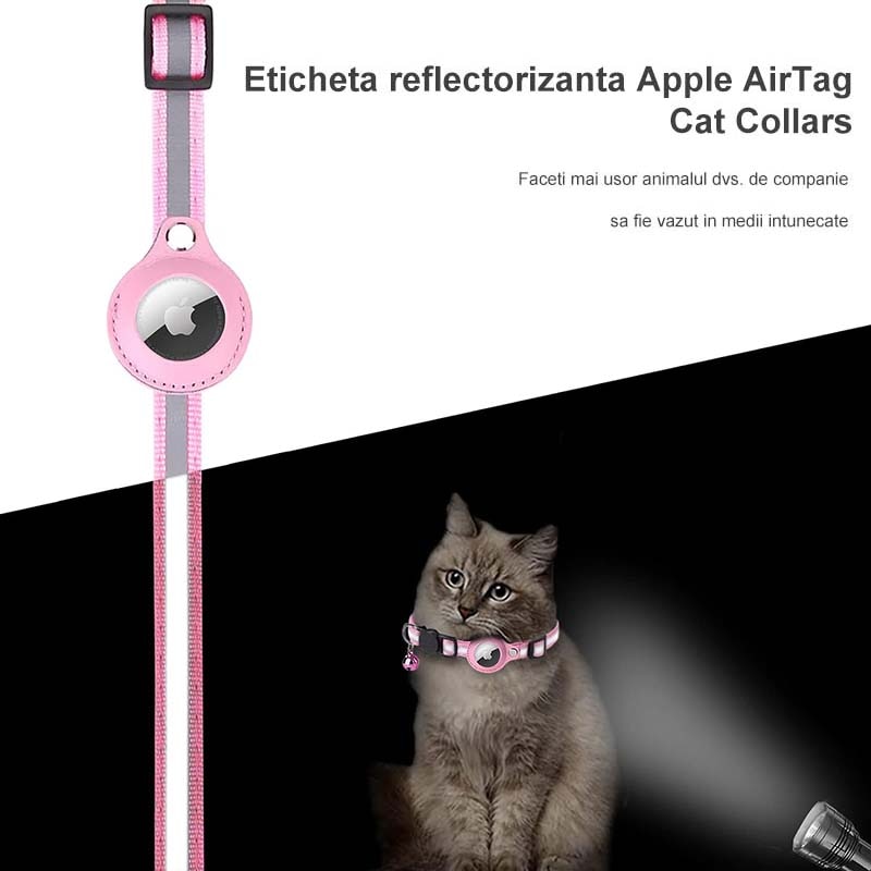 Zgarda pentru pisici, Clopotel, Lungime reglabila, Suport sistem gps ...