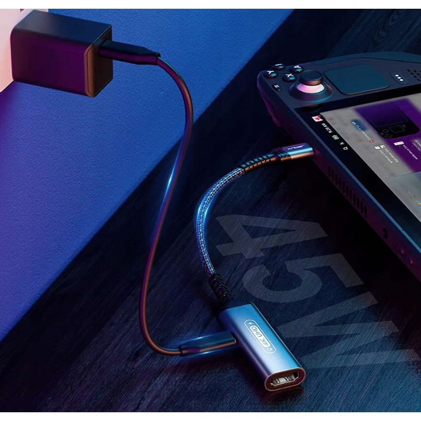 Adaptor 2in1 Jsaux, USB-C HDMI, 100W, 20cm, Negru/Gri - eMAG.ro