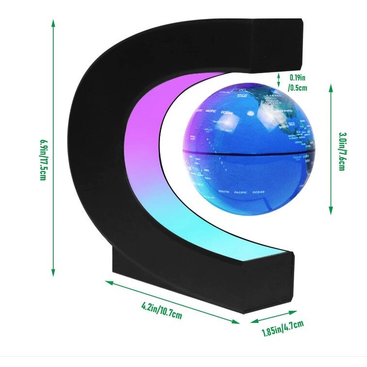 Glob pamantesc magnetic plutitor cu iluminare LED, albastru - eMAG.ro