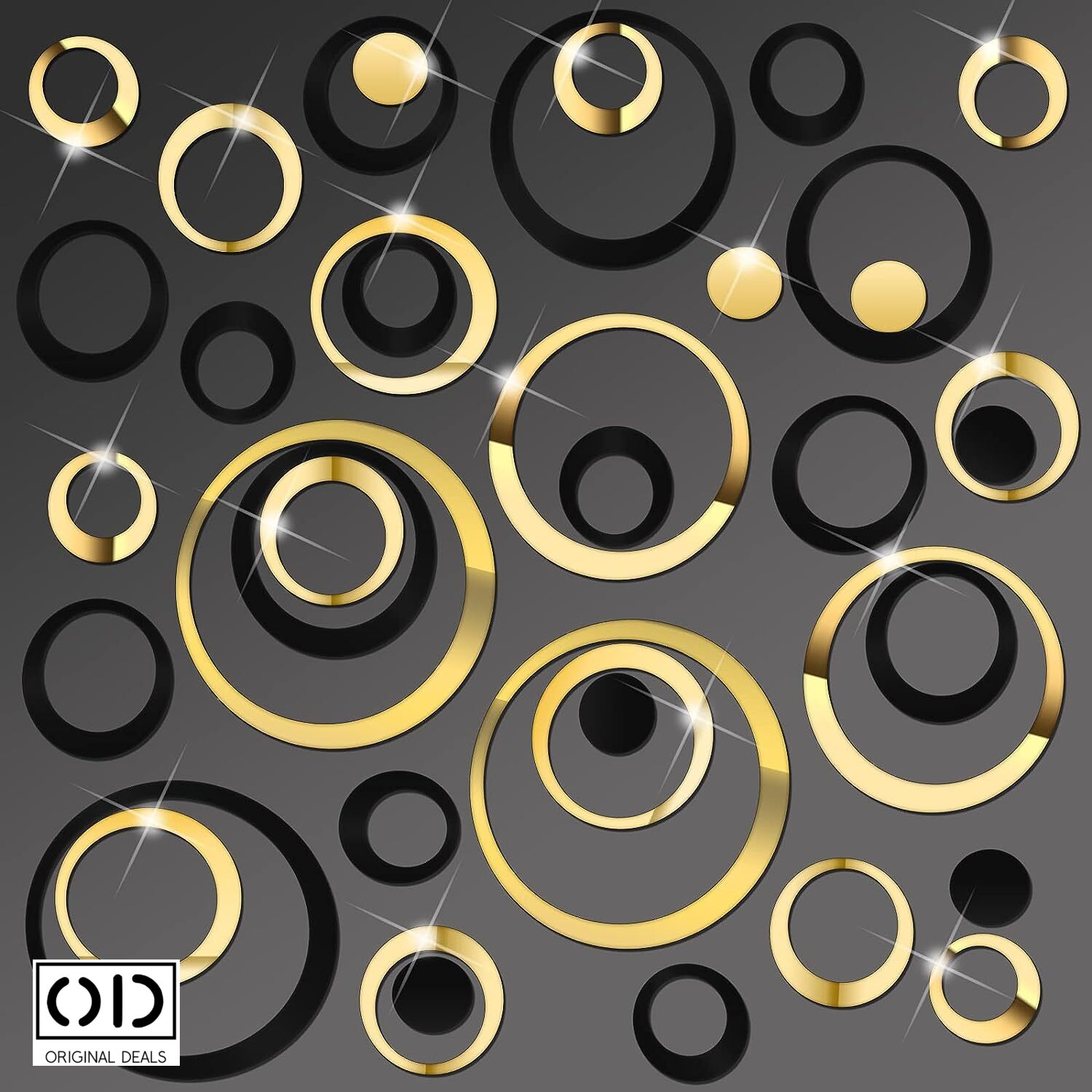 Oglinda Autoadeziva pentru Decor si Design Interior, Model Cercuri ...