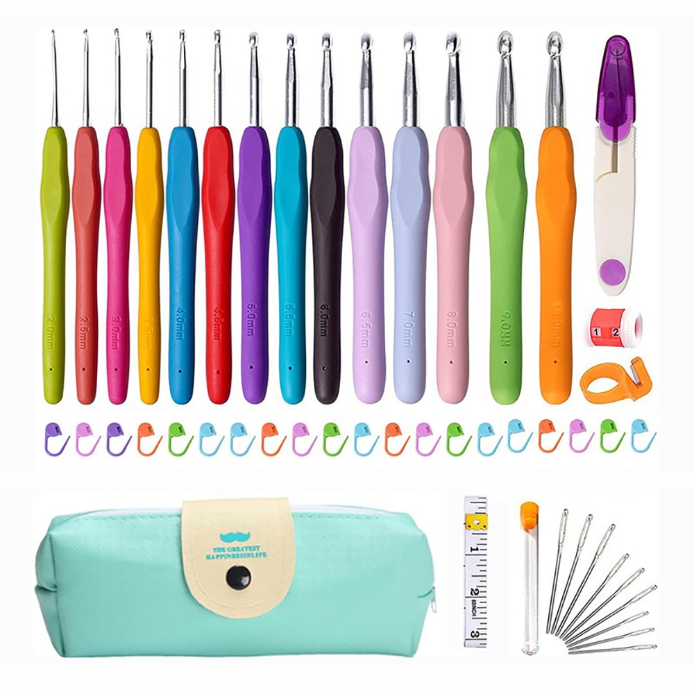 Set de crosetat, ZJZ, 49 piese, cu geanta depozitare, Multicolor - eMAG.ro