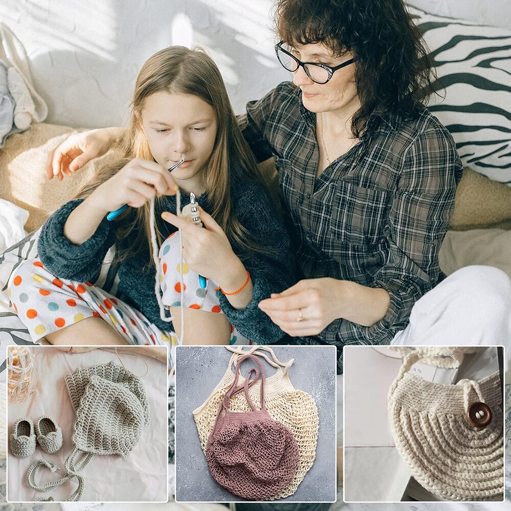 Set de crosetat, ZJZ, 49 piese, cu geanta depozitare, Multicolor - eMAG.ro