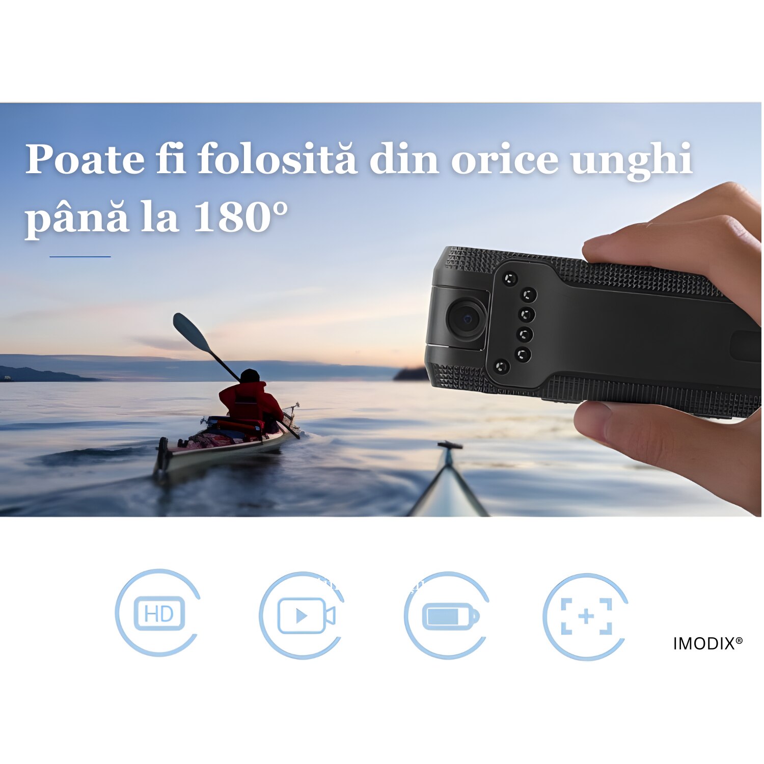 Mini Camera Video Portabila, IMODIX®, Rezolutie 1080p HD, Rotire 180 ...