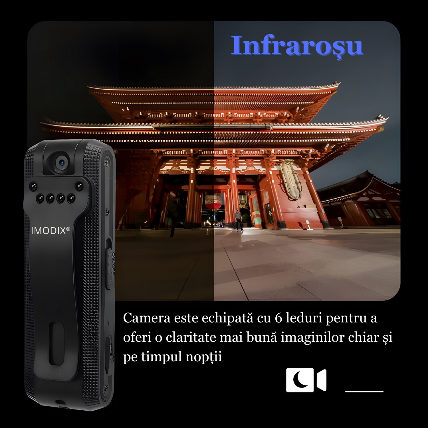 Mini Camera Video Portabila, IMODIX®, Rezolutie 1080p HD, Rotire 180 ...