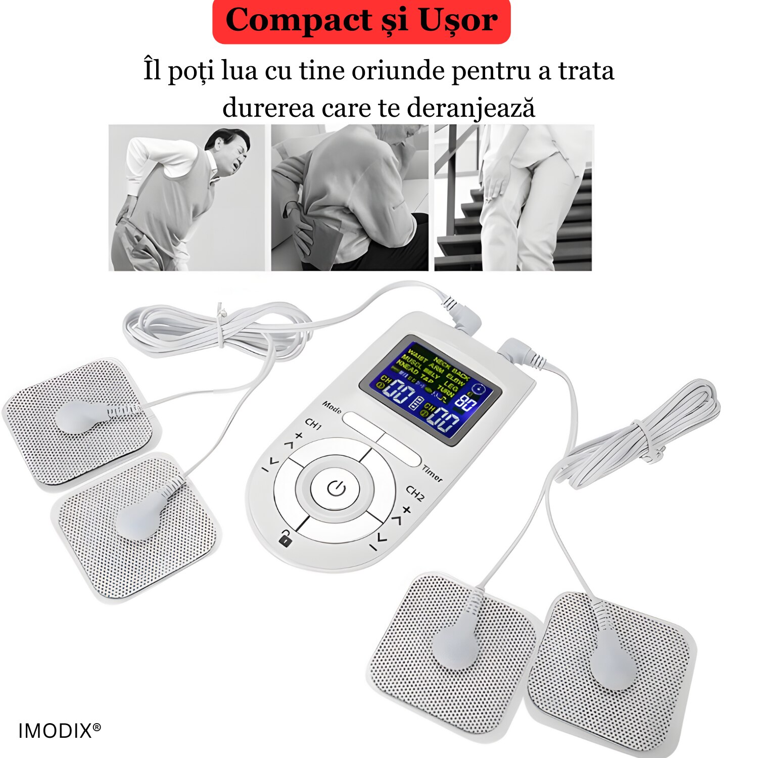 Aparat De Masaj Cu Electrostimulare/Fizioterapie, IMODIX®, Stimulator, Cu 40 Nivele De ...