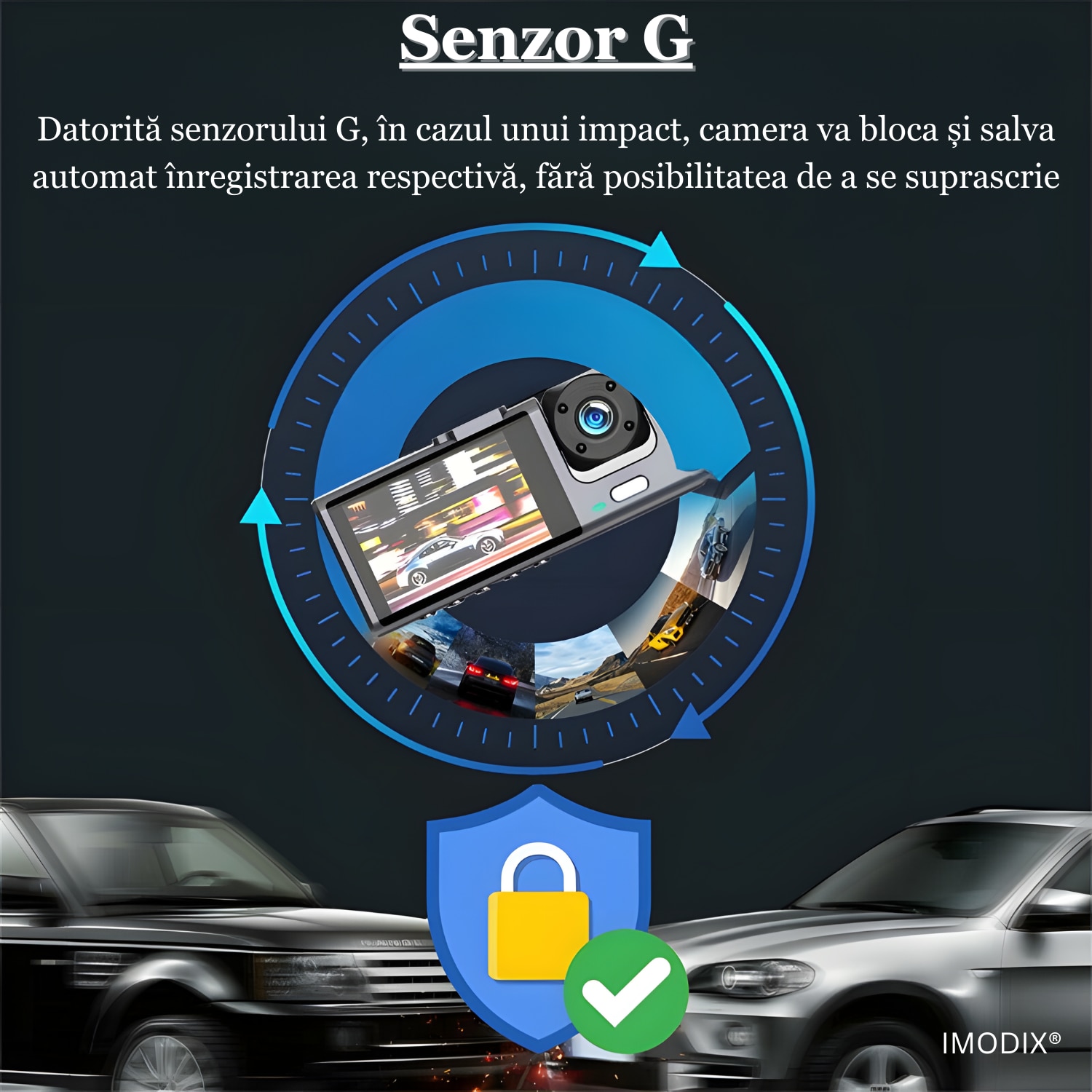 Camera Auto Tripla De Bord DVR, IMODIX®, Full HD 1080P, 3 Lentile ...