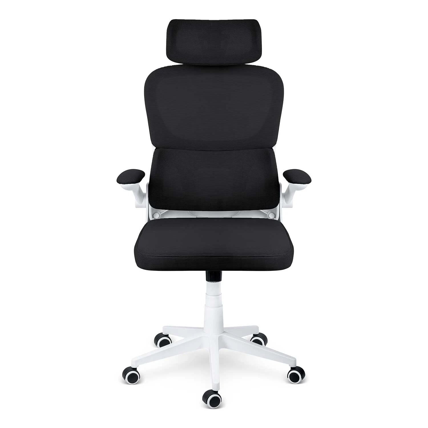 Scaun de birou, negru, cu cotiere, tetiera reglabila si roti din ...