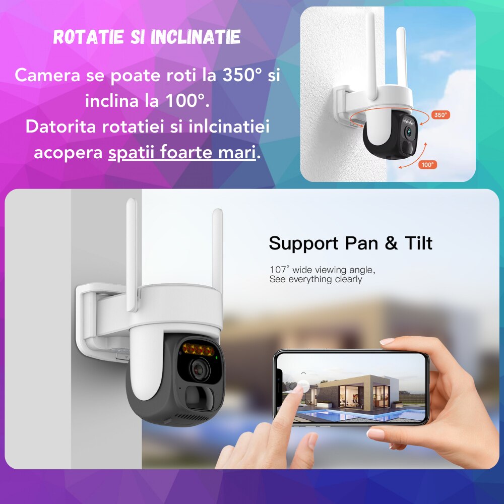 Camera Supraveghere video cu cartela SIM 4G Evolve-x®, Panou solar ...