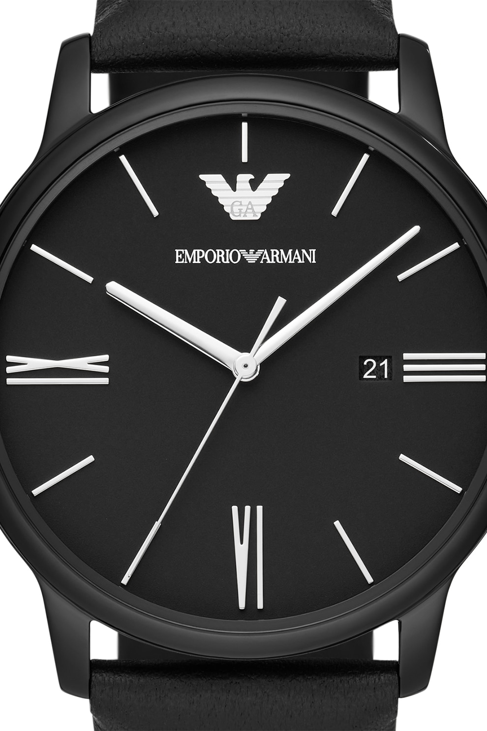 Emporio Armani, Кварцов часовник от неръждаема стомана, Черен - eMAG.bg