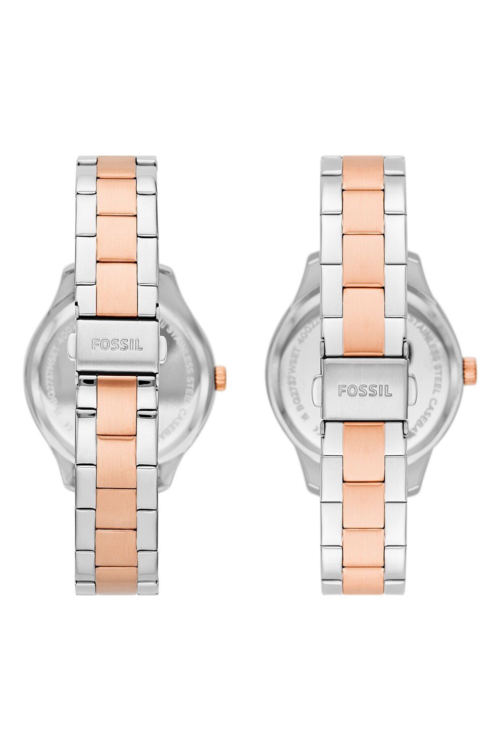 Fossil, Set de ceasuri quartz de otel inoxidabil - 2 piese, Auriu rose ...