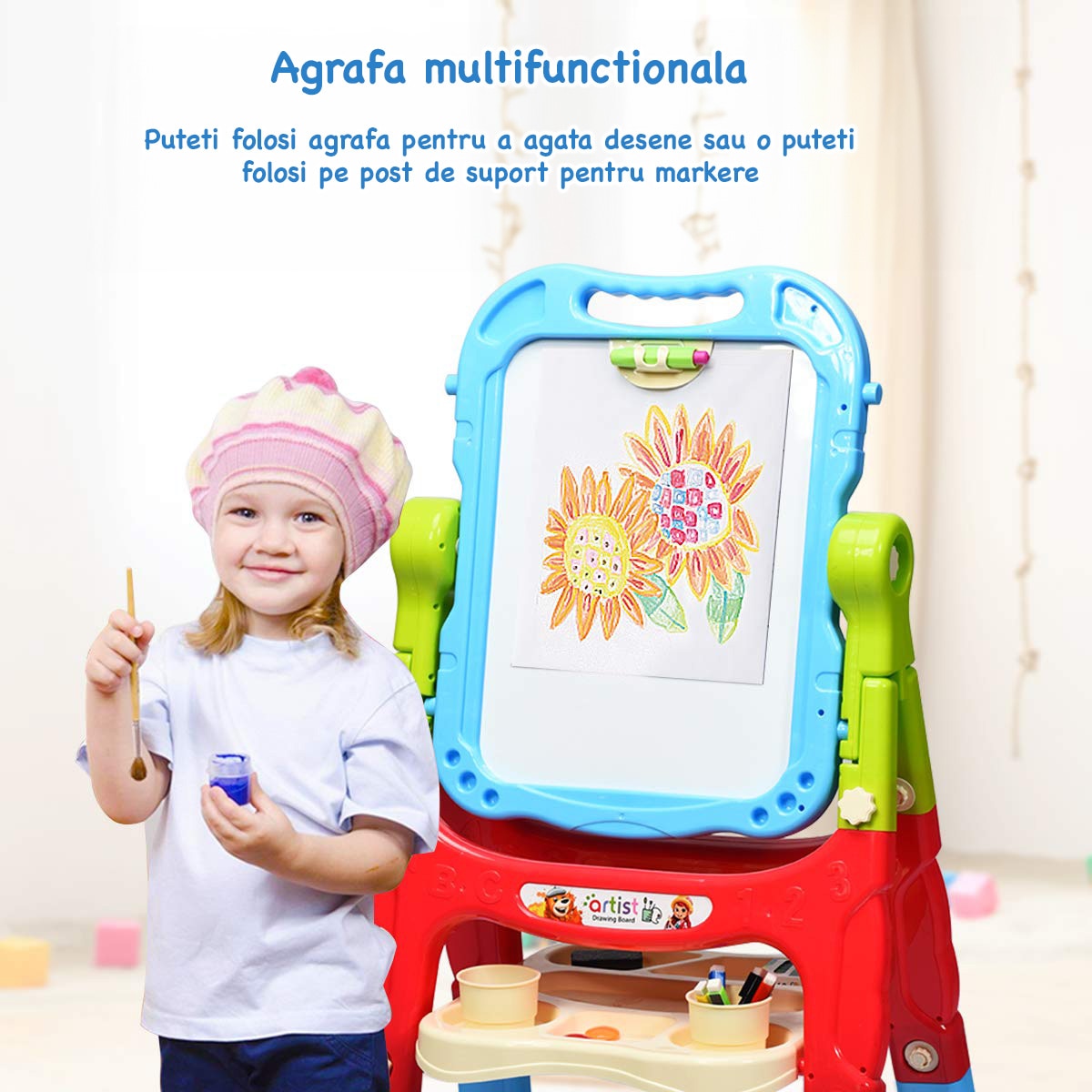 Tabla Magentica Educativa pentru Copii Mavio®️, cu Doua Fete Scris si ...