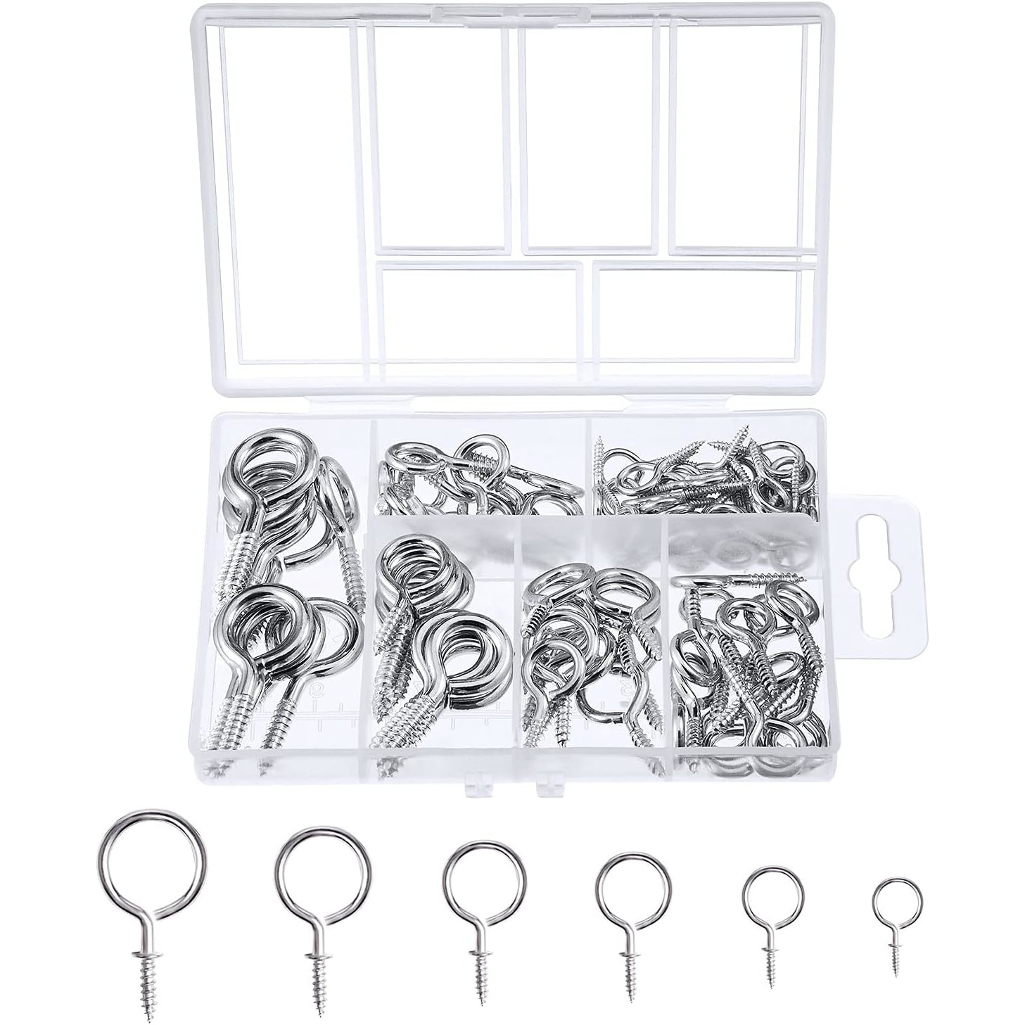 Set 100 carlige cu surub, Mmgoqqt, Metal, Argintiu - eMAG.ro