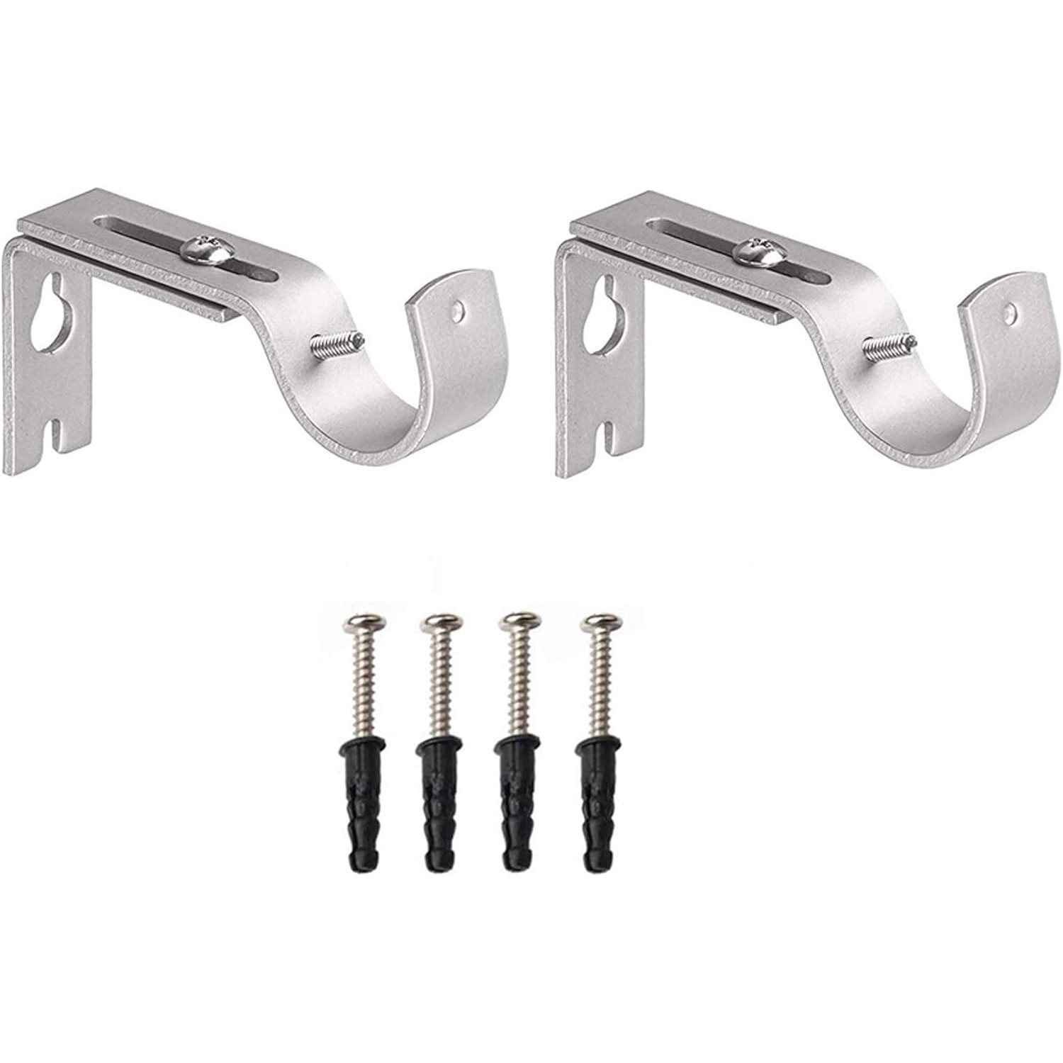 Set suport de perete pentru bara perdea, Mmgoqqt, Metal, Argintiu, 2 ...