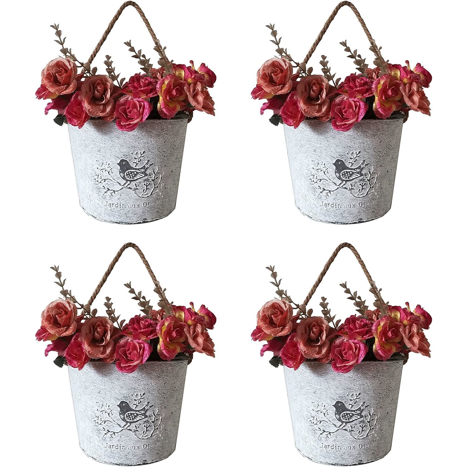 Set 4 Ghivece Jormftte, Metal Vintage, Semicirculare, Decorative pentru ...