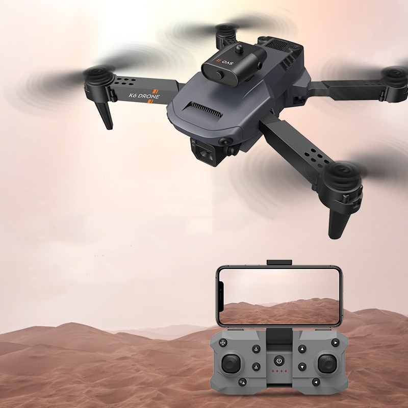 Mini drona cu telecomanda, 4K, K6, gri - eMAG.ro