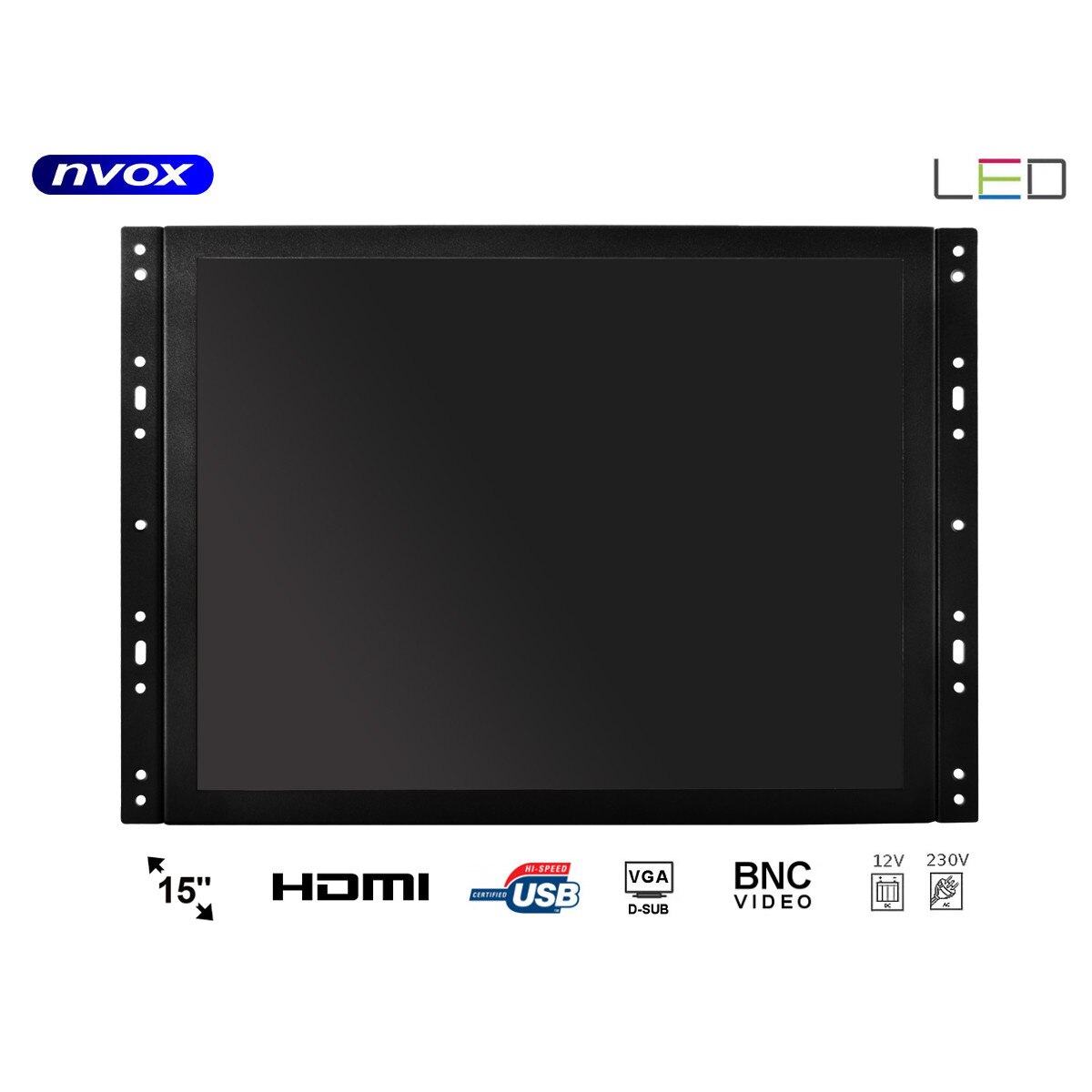 Monitor LED, Nvox, 12V/230V, 1024x768p, 15 inch, Negru - eMAG.ro