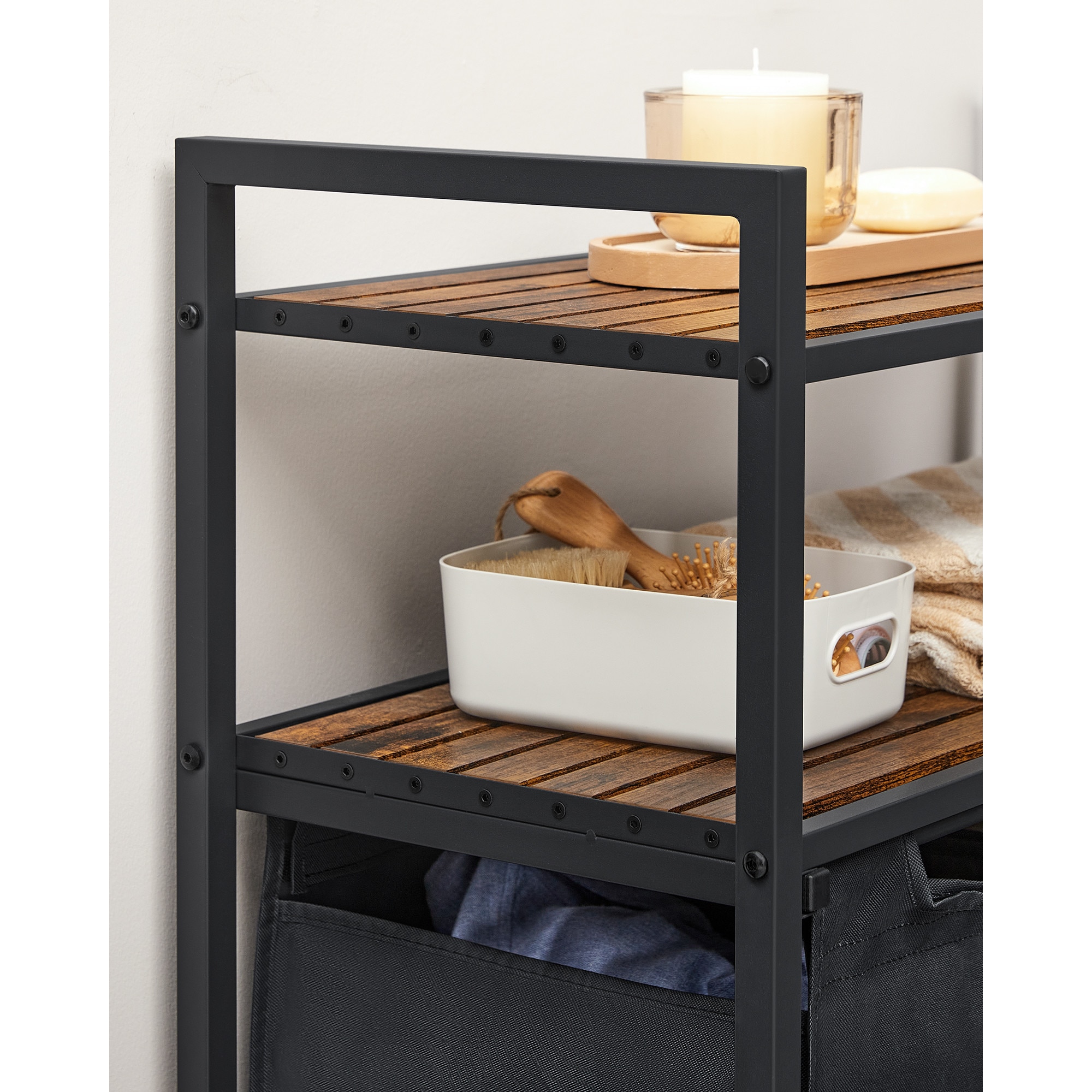 Cos de rufe, VASAGLE cos de rufe murdare, depozitare 2 compartimente, 2 ...